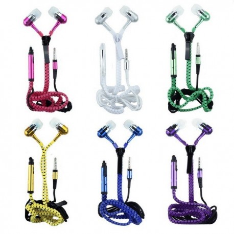 Zipper earphones with microphone